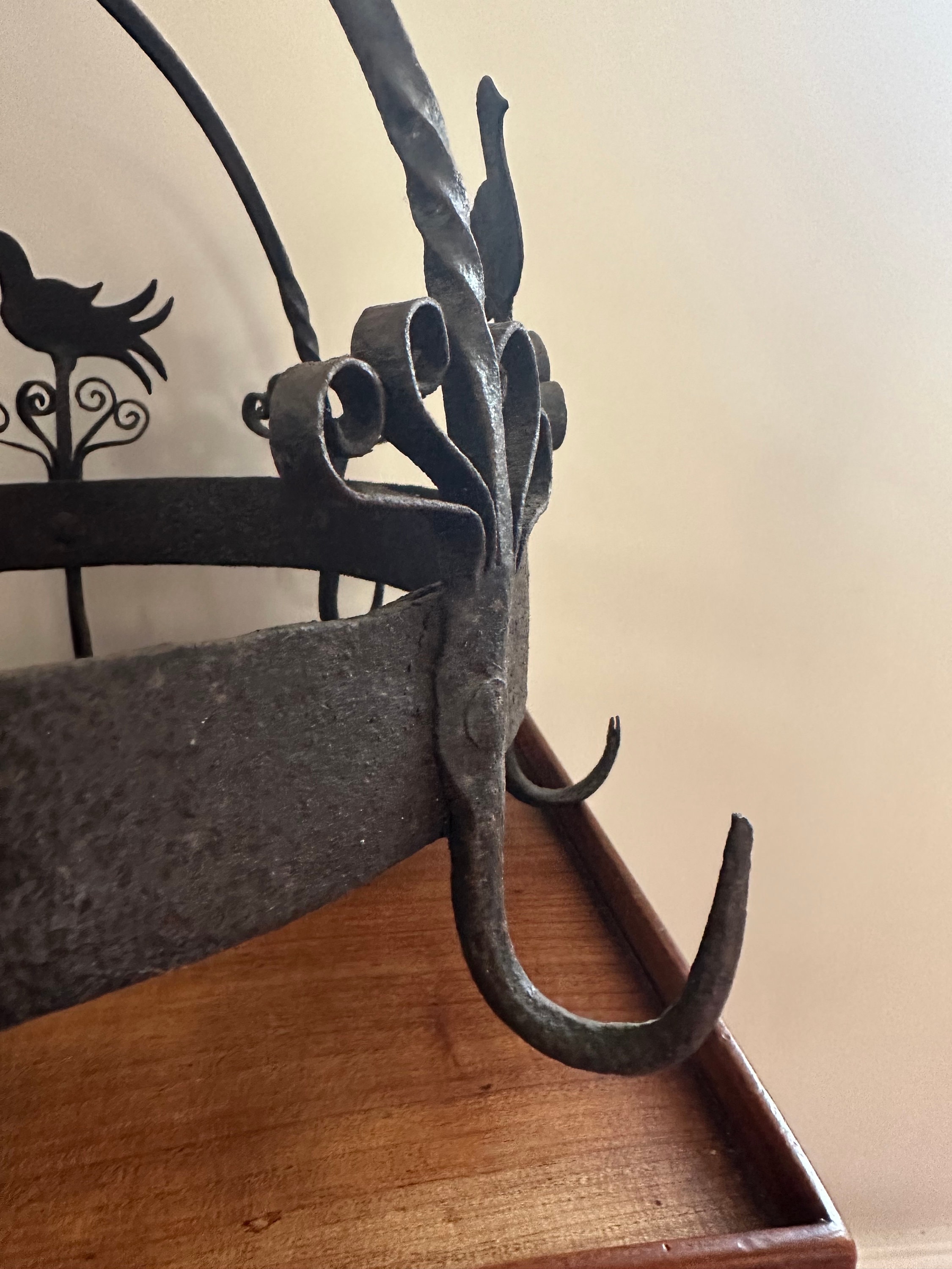 19th.c Hand Wrought Iron Butcher Hanging With Birds, Folk Art Game Rack ...