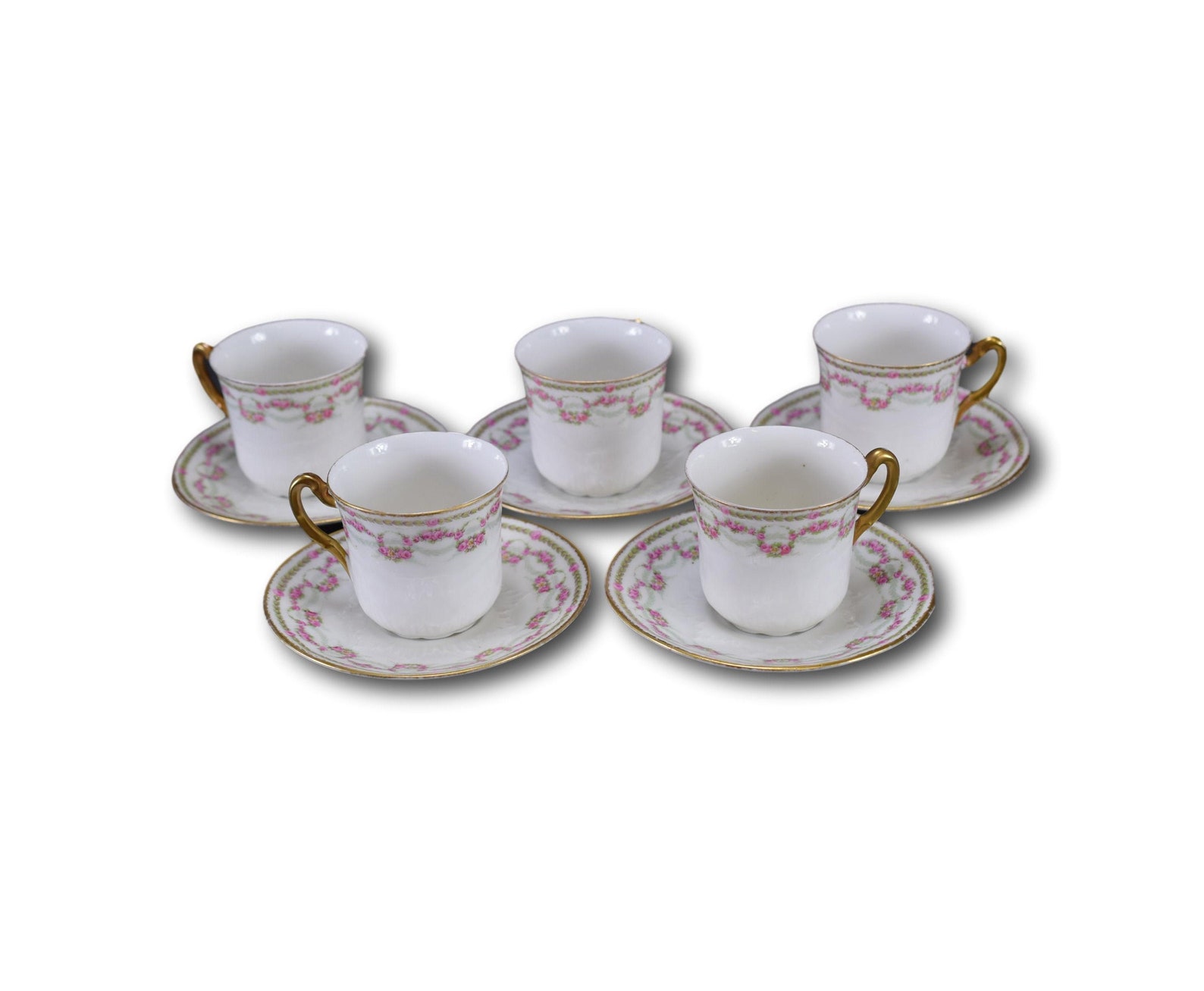 Limoges Gold White Porcelain Coffee Set 5 Cups and Saucers - Etsy
