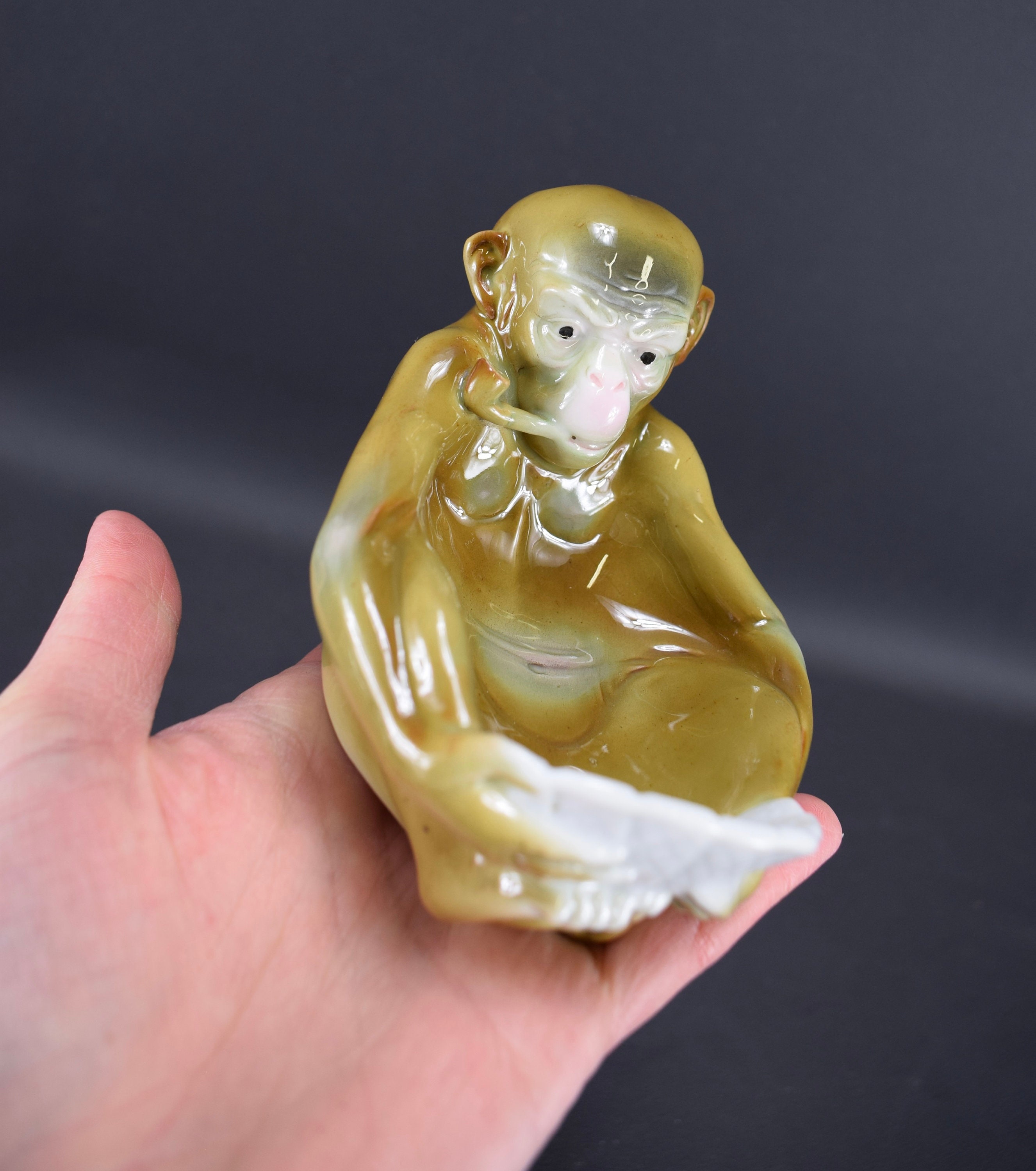 Art Deco German Porcelain Monkey Figurine Playing Card Trinket - Etsy