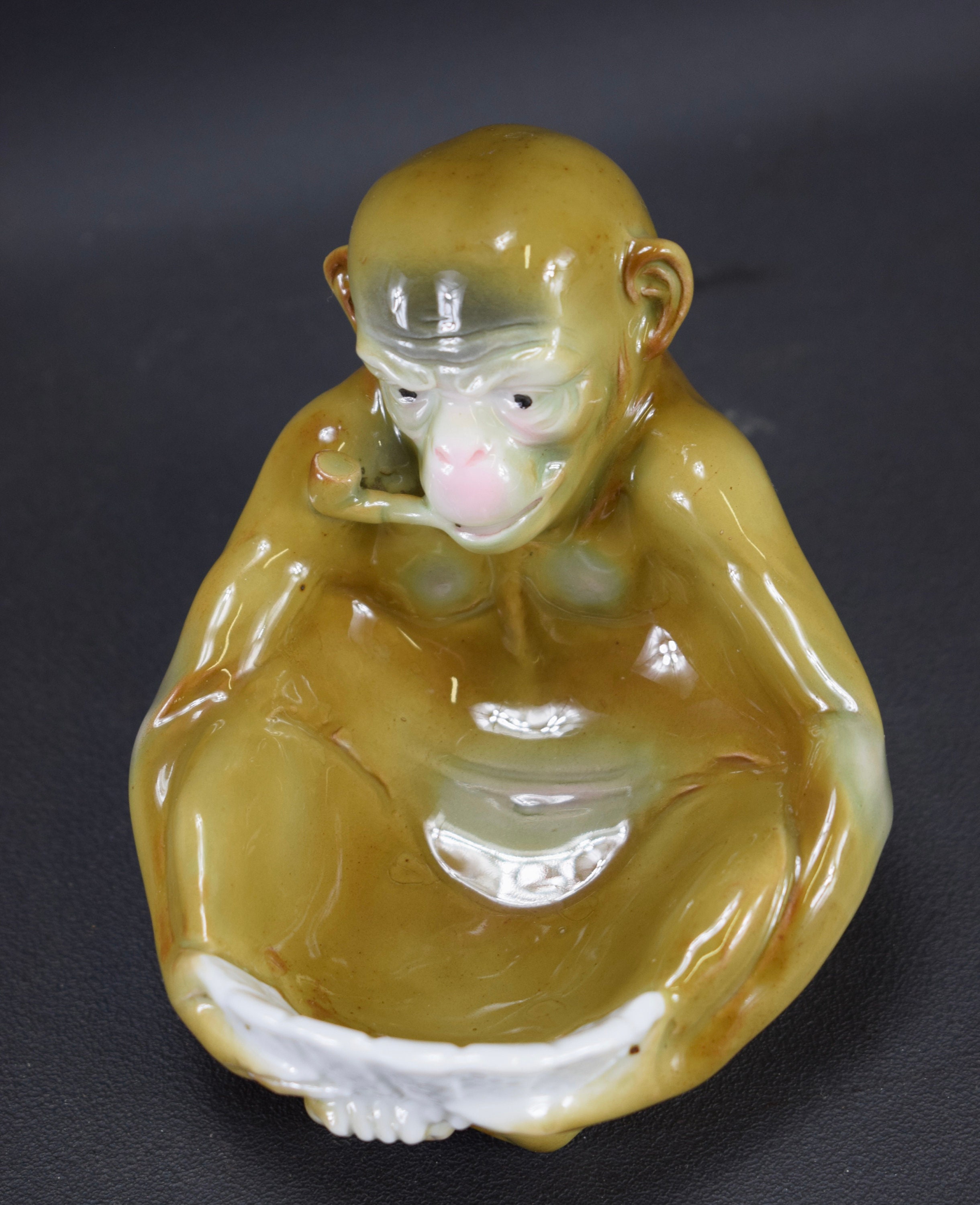Art Deco German Porcelain Monkey Figurine Playing Card Trinket - Etsy
