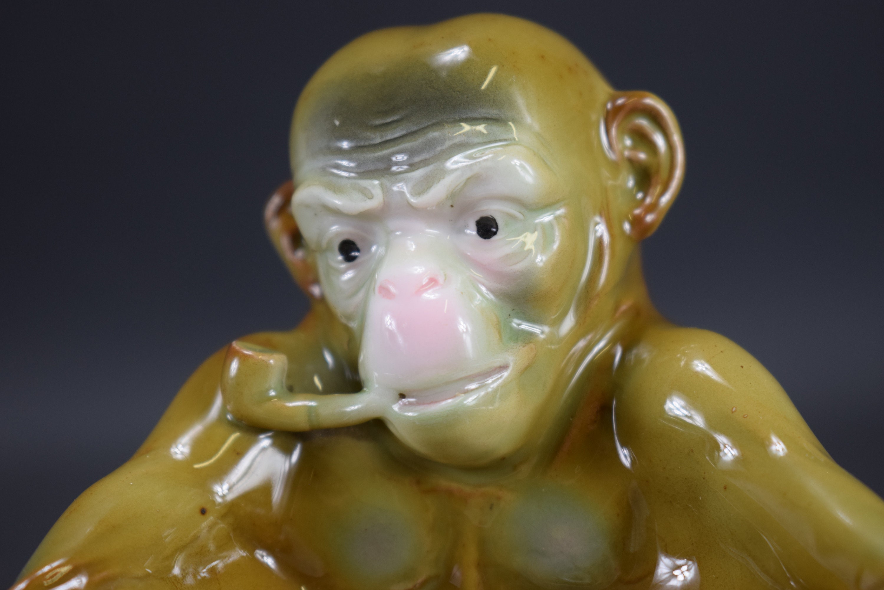 Art Deco German Porcelain Monkey Figurine Playing Card Trinket - Etsy