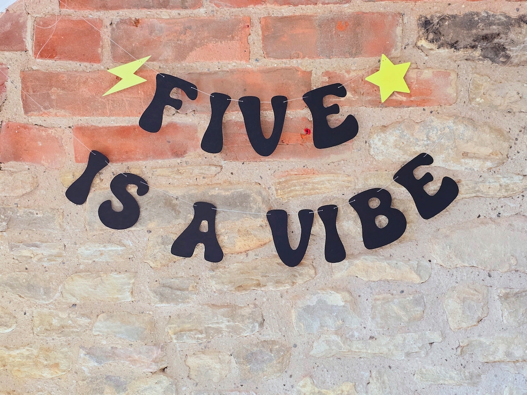 Five is a Vibe Birthday Banner for Boys 5th Birthday Party Celebration ...