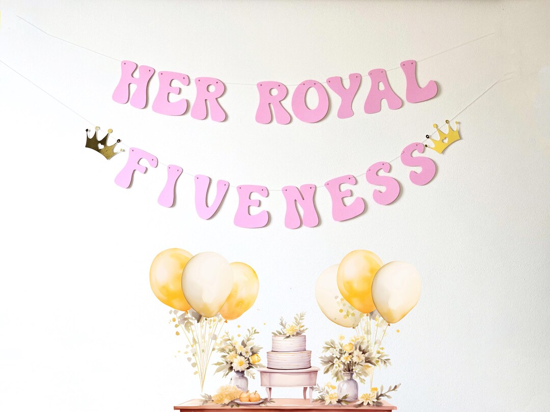 Her Royal Fiveness 5th Birthday Princess Party Banner for Girls ...