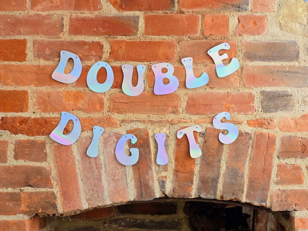 Double Digits Birthday Banner - Rainbow 10th Birthday Party Celebration ...