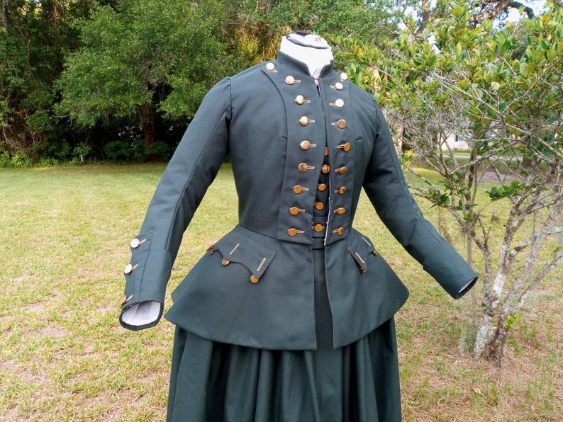 Custom 18th Century Riding Habit Ensemble. 3 Parts. Wool Blend Serge or ...