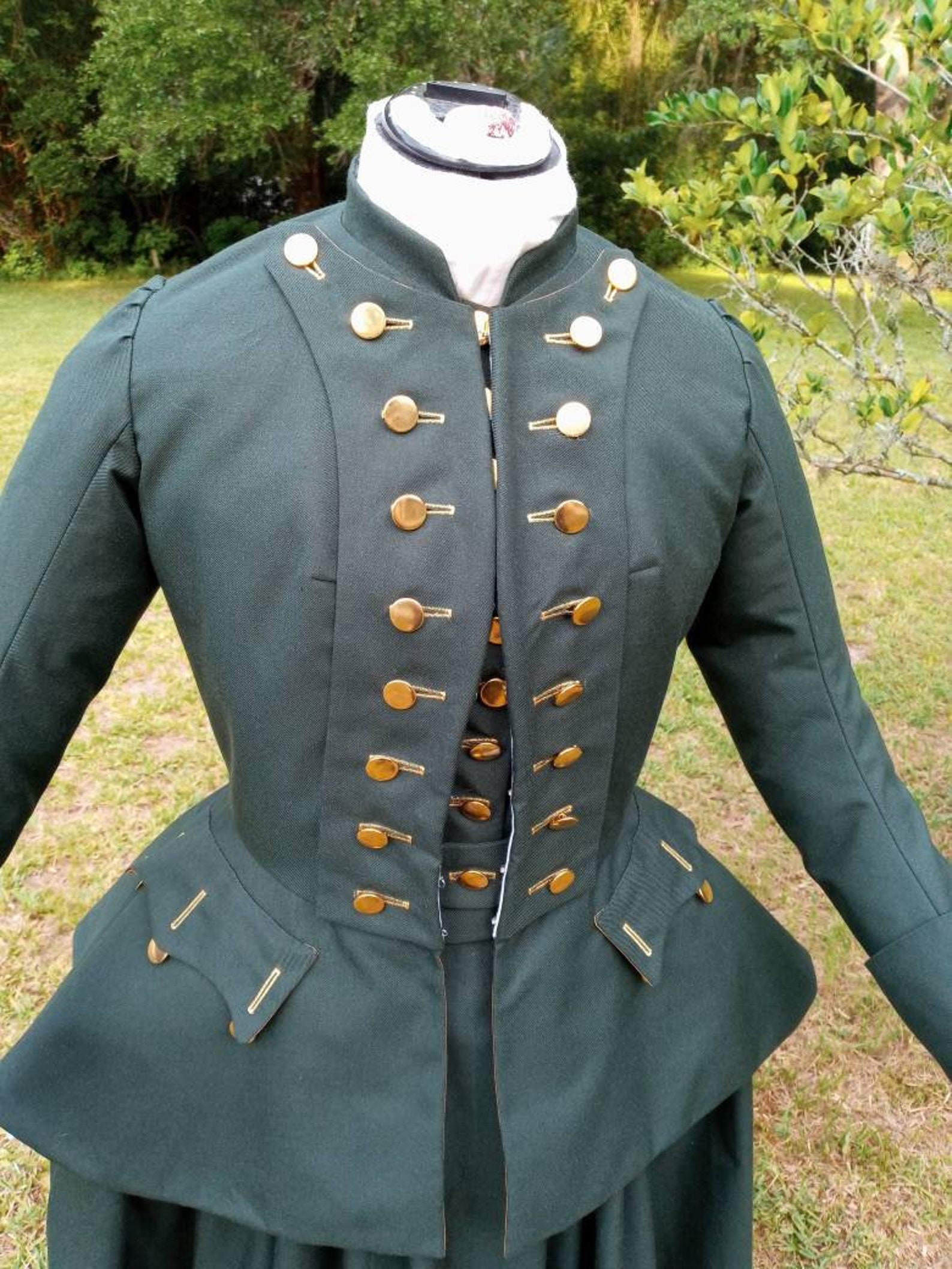 Custom 18th Century Riding Habit Ensemble. 3 Parts. Wool Blend Serge or ...
