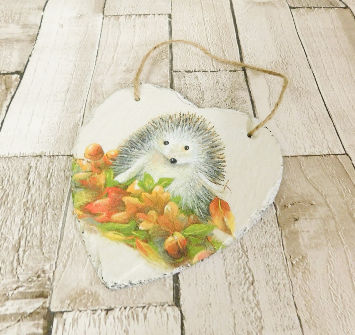 Hedgehog Slate Heart Plaque: Autumn Wall Decor - Etsy UK