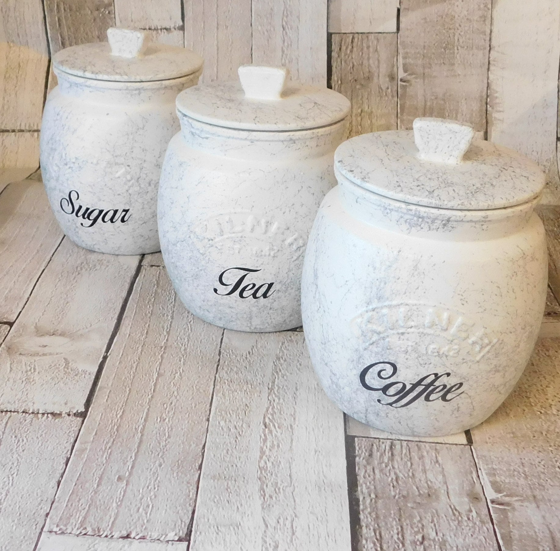 White Marble Kitchen Canisters, Tea Coffee Sugar Jars, Sugar Pot ...
