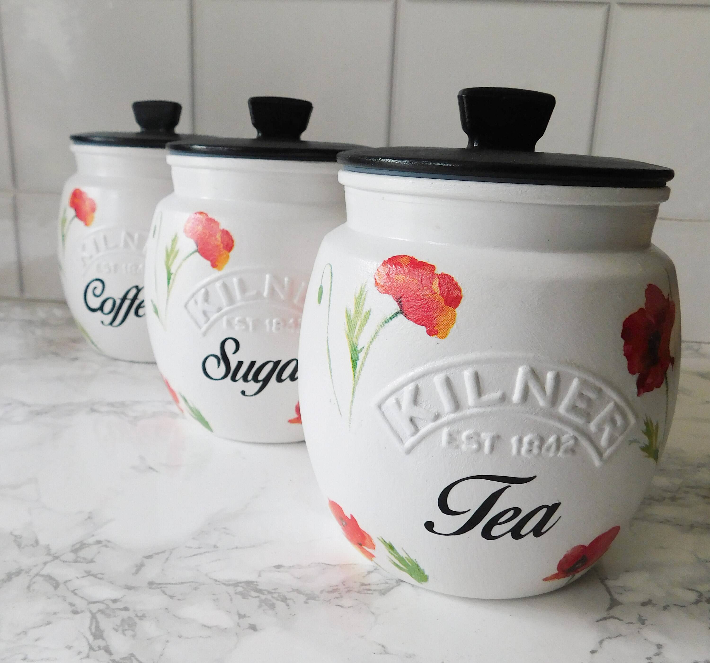 Poppies Kitchen Canisters, Poppy Tea Coffee Sugar Jars, Cookie Jar ...