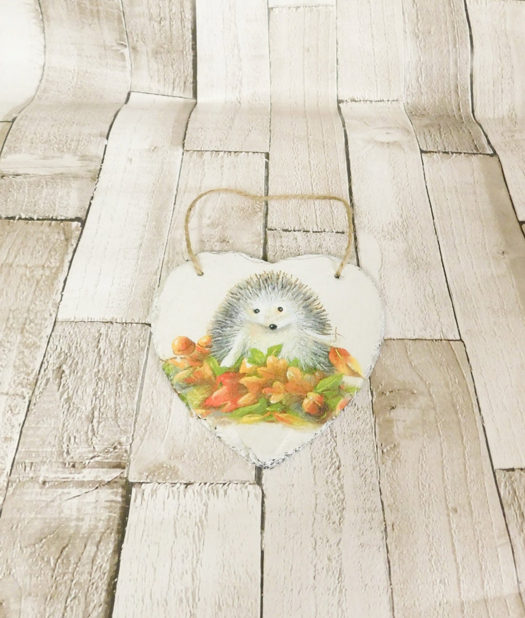 Hedgehog Slate Heart Plaque: Autumn Wall Decor - Etsy UK