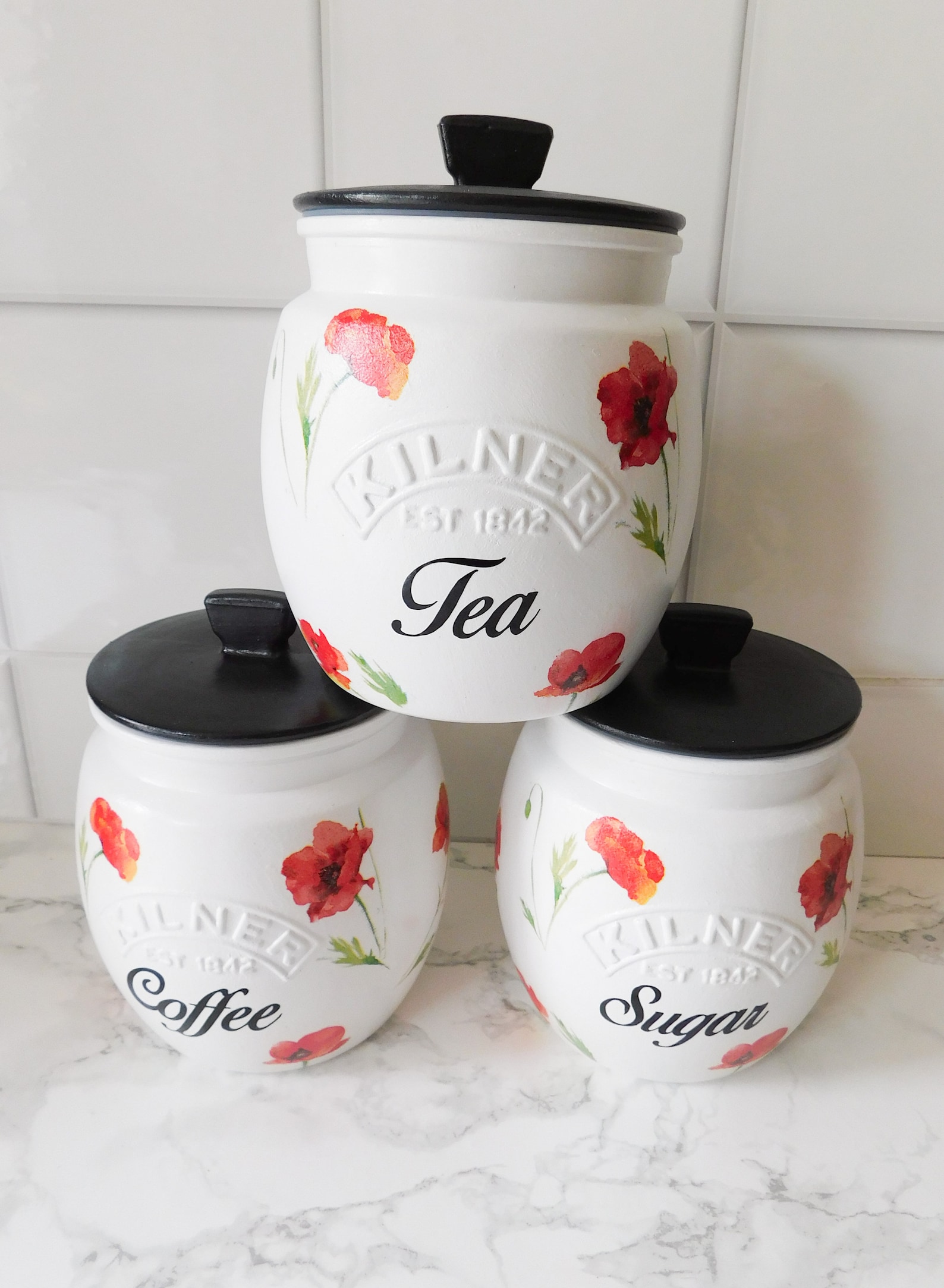 Poppies Kitchen Canisters, Poppy Tea Coffee Sugar Jars, Cookie Jar ...