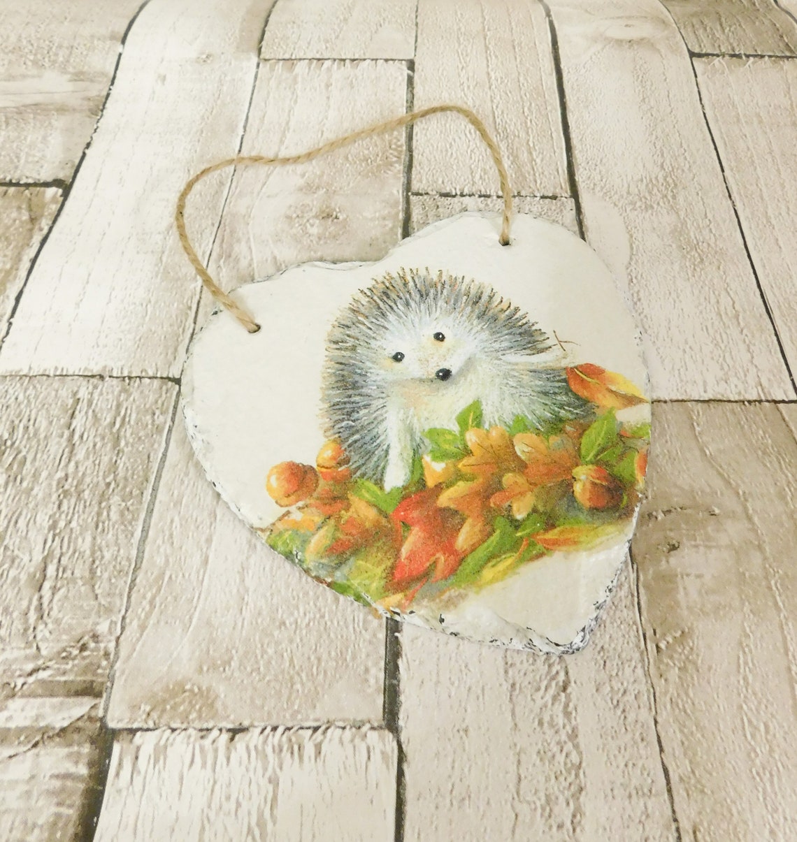 Hedgehog Slate Heart Plaque: Autumn Wall Decor - Etsy UK