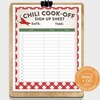 Printable Chili Cook-off Scorecard, Cook off Competition Ranking Card ...
