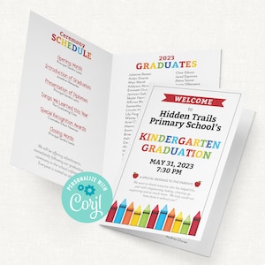 DIY Editable Kindergarten Graduation Program, Kindergarten Graduation ...