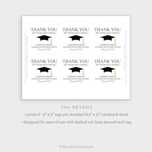 Printable Graduation Thank You Favor Gift Tag, Graduation Favor Tag ...