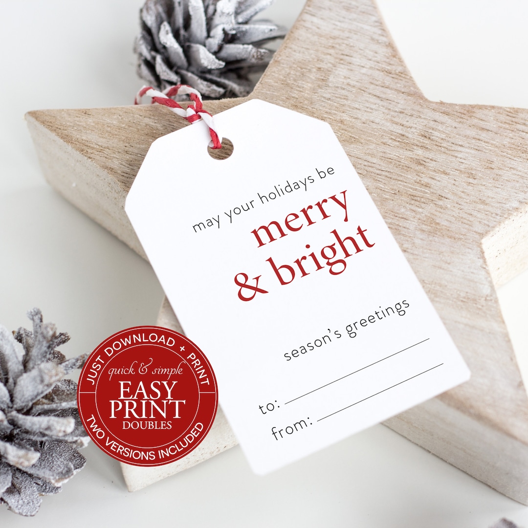 Printable Minimalist Christmas Gift Tag, Holiday Tag, Simple and Easy ...