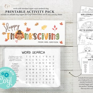 Printable Thanksgiving Activity Coloring Pack for Kids, Thanksgiving ...