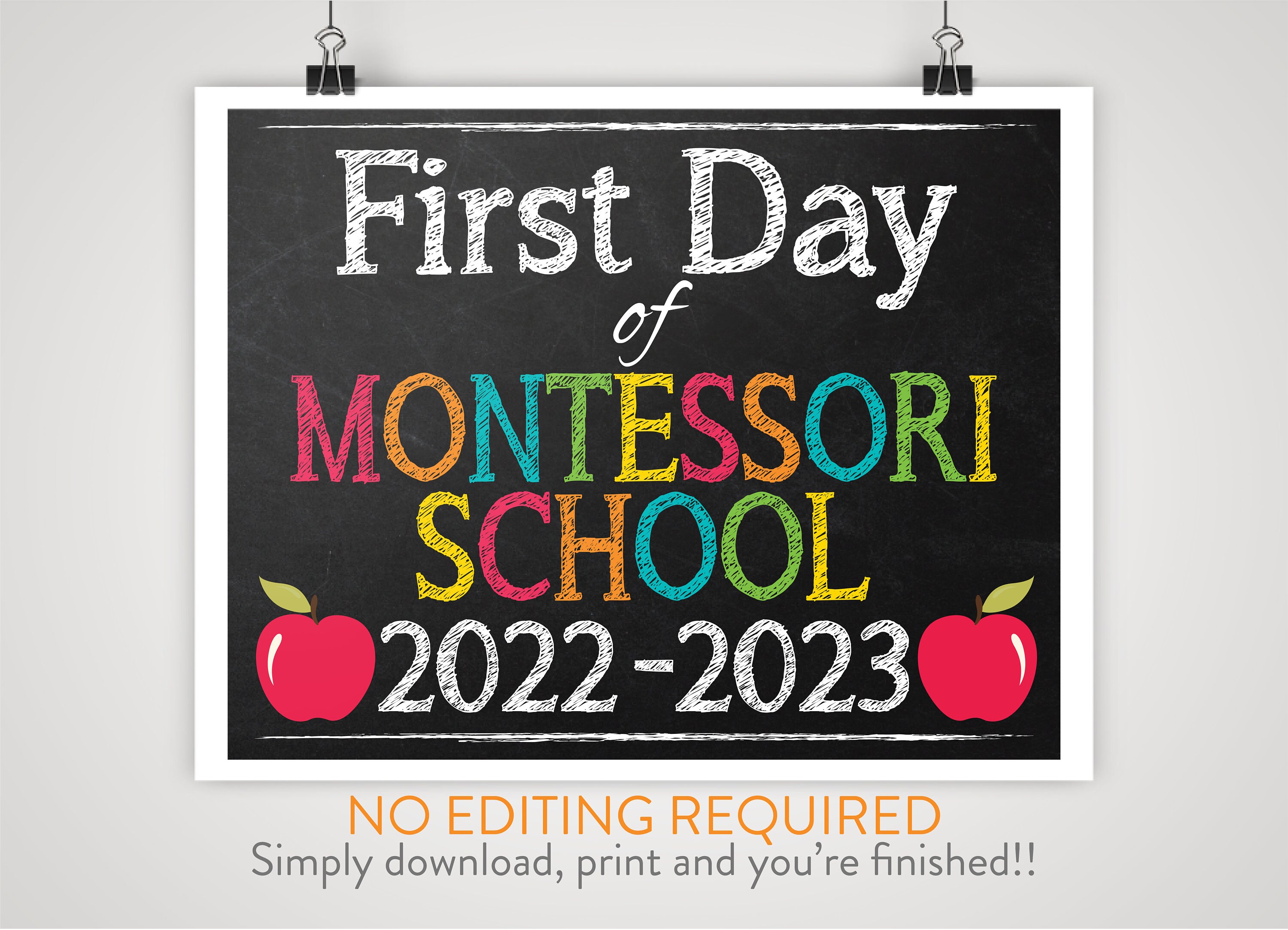 DIY Printable First Day of Montessori School Sign Chalkboard - Etsy