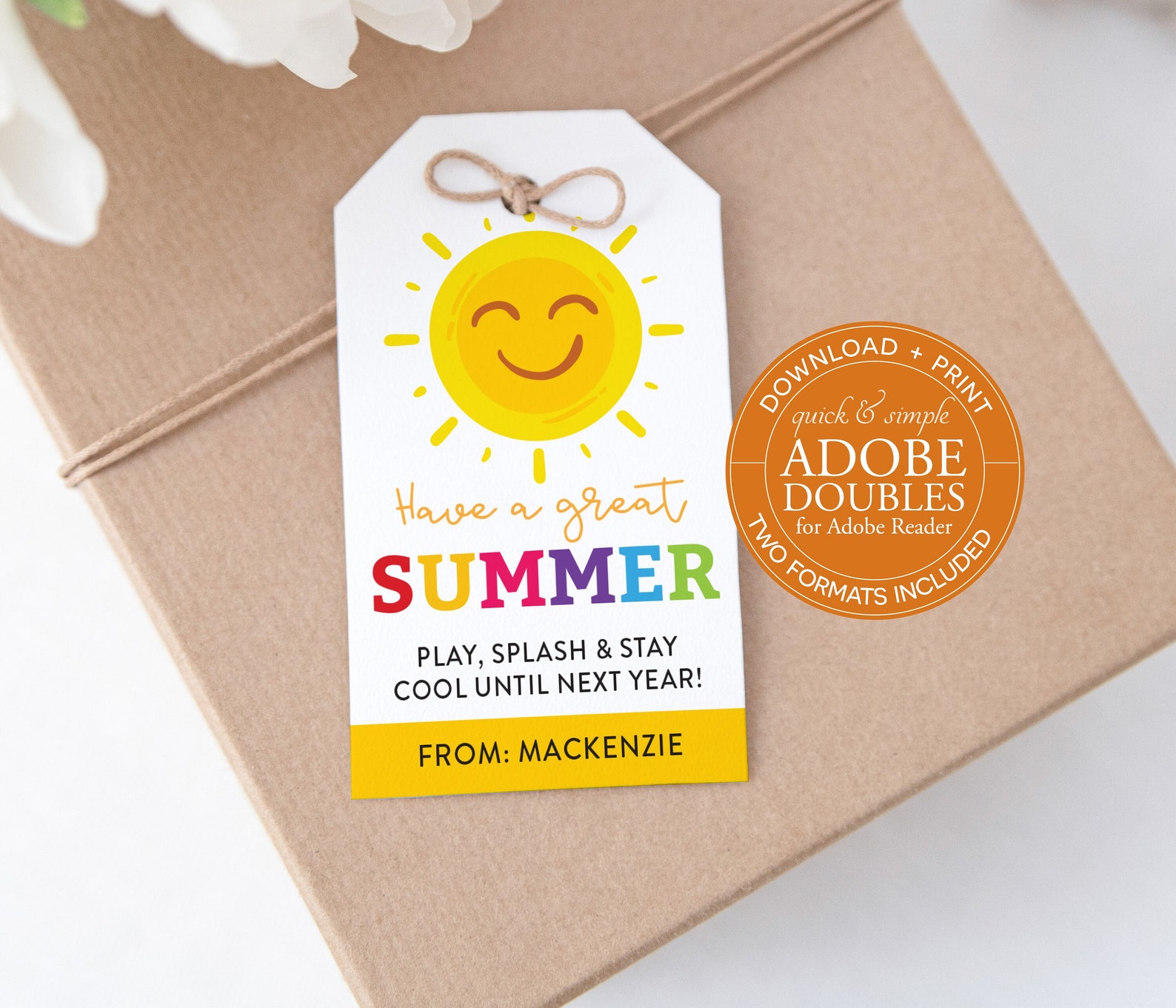 Printable End of School Gift Tag, Summer Gift Tag, Summer Vacation Gift ...