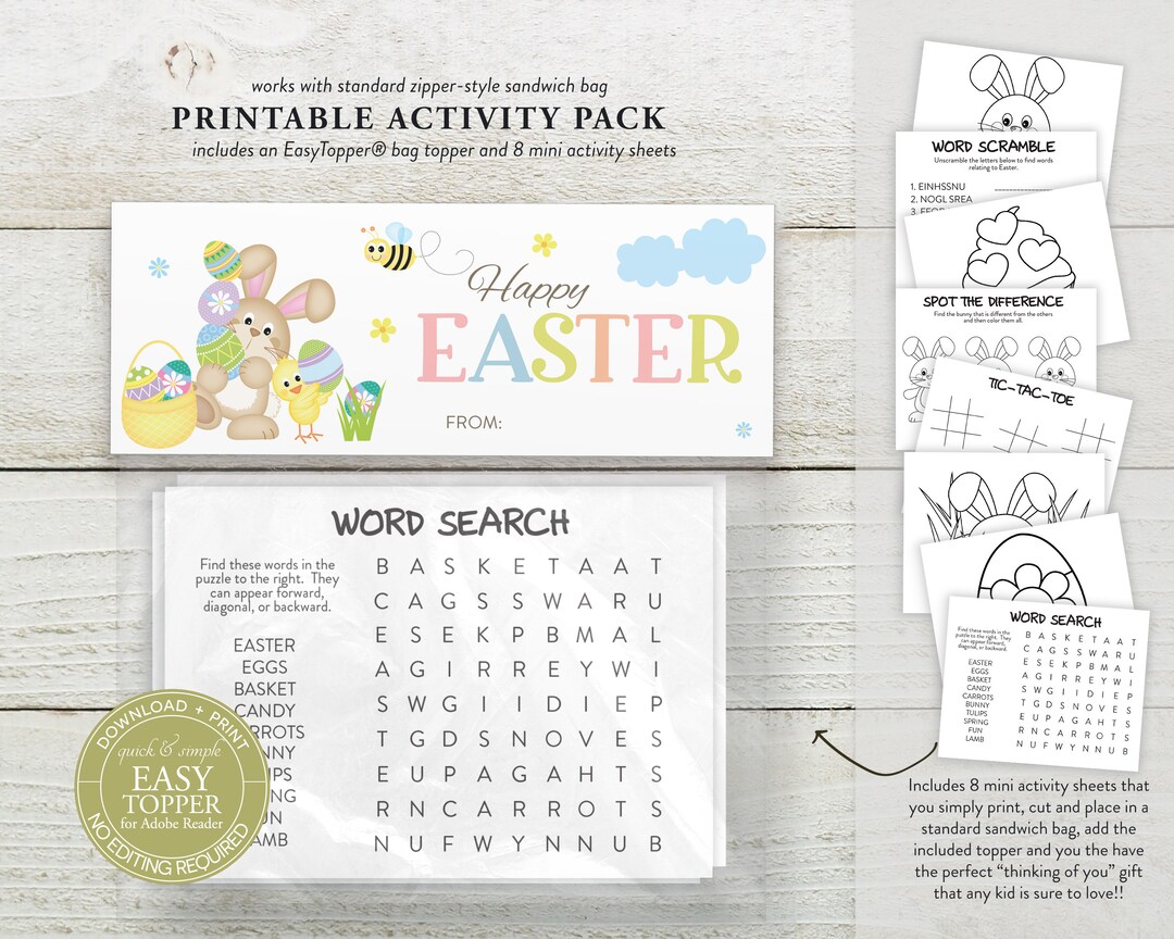 Printable Easter Activity Coloring Kit, Easter Basket Stuffer Idea ...