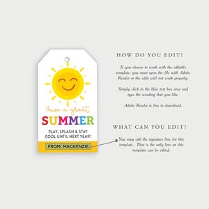 Printable End of School Gift Tag, Summer Gift Tag, Summer Vacation Gift ...