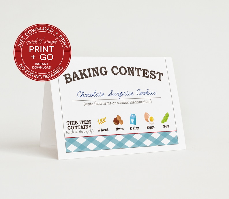 Printable Baking Contest Table Cards Bake off Competition - Etsy UK