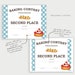 Printable Baking Contest Award Winner Certificate, Second Place Winner ...
