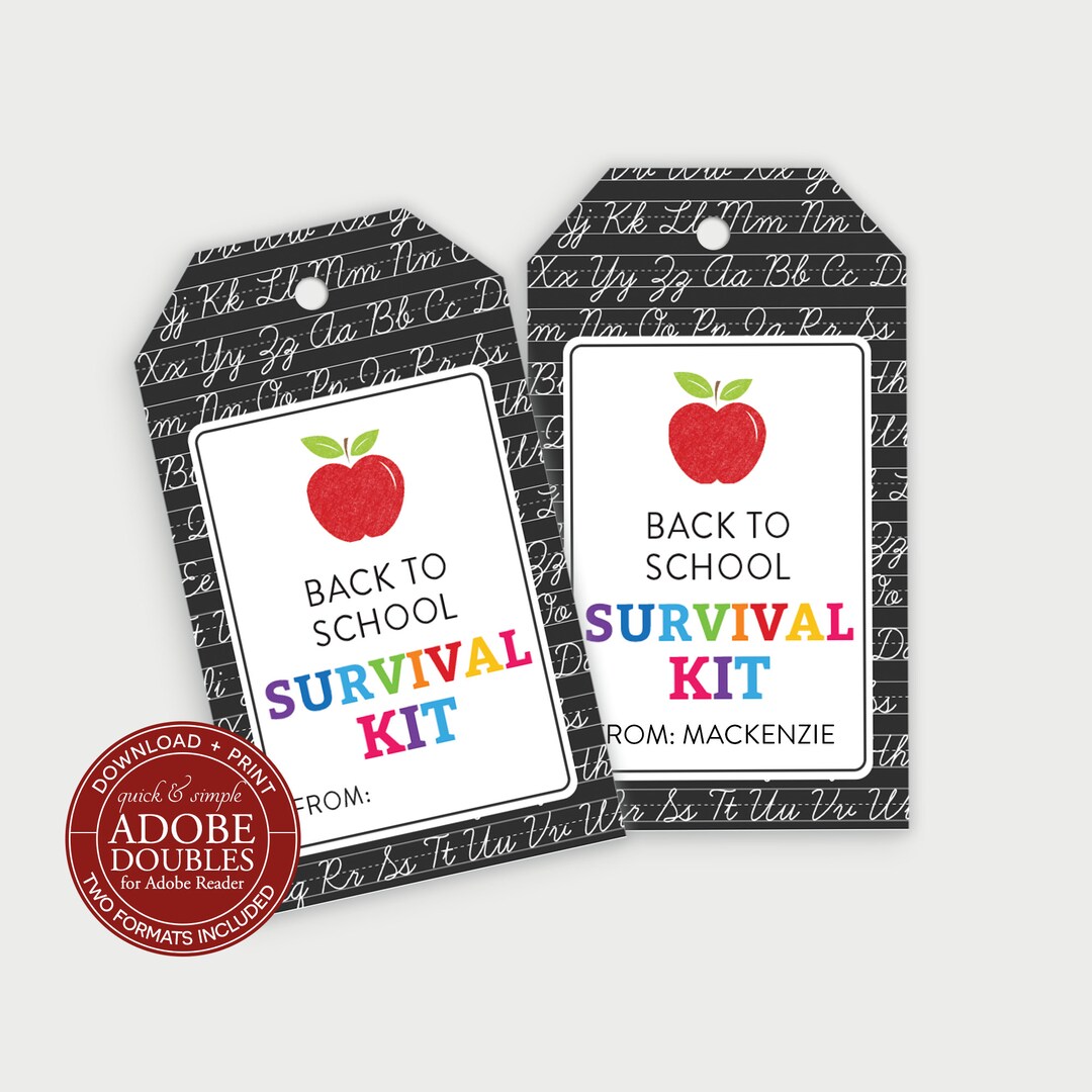 Printable Back to School Survival Kit Gift Tag, School Tag, First Day ...