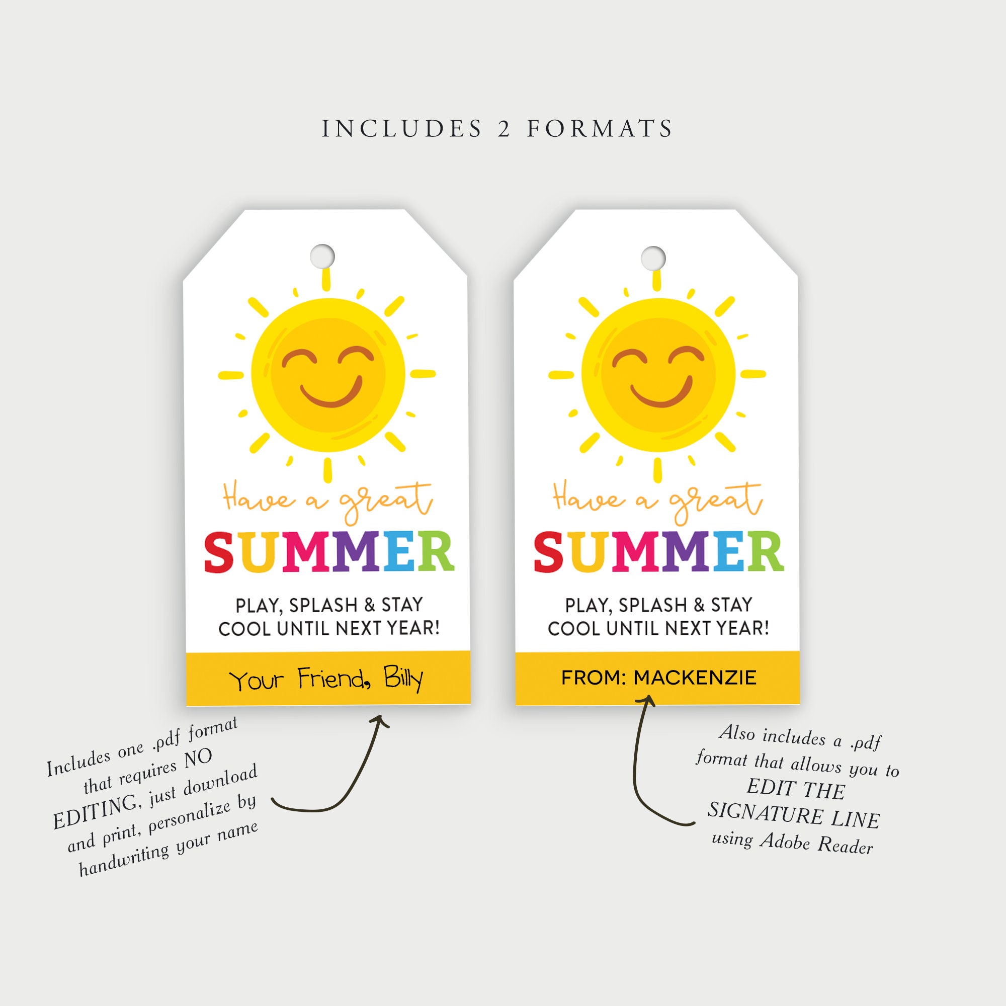 Printable End of School Gift Tag, Summer Gift Tag, Summer Vacation Gift ...