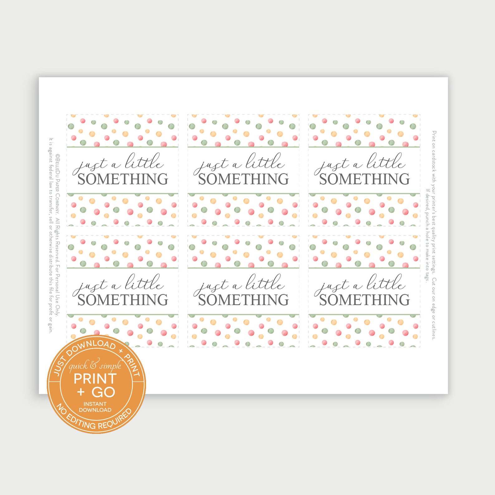 Printable "just a Little Something" Gift Tag, Minimalist Dots All ...