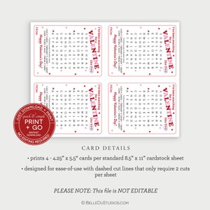 Printable Word Search Valentine, Classroom Valentines, School Valentine ...
