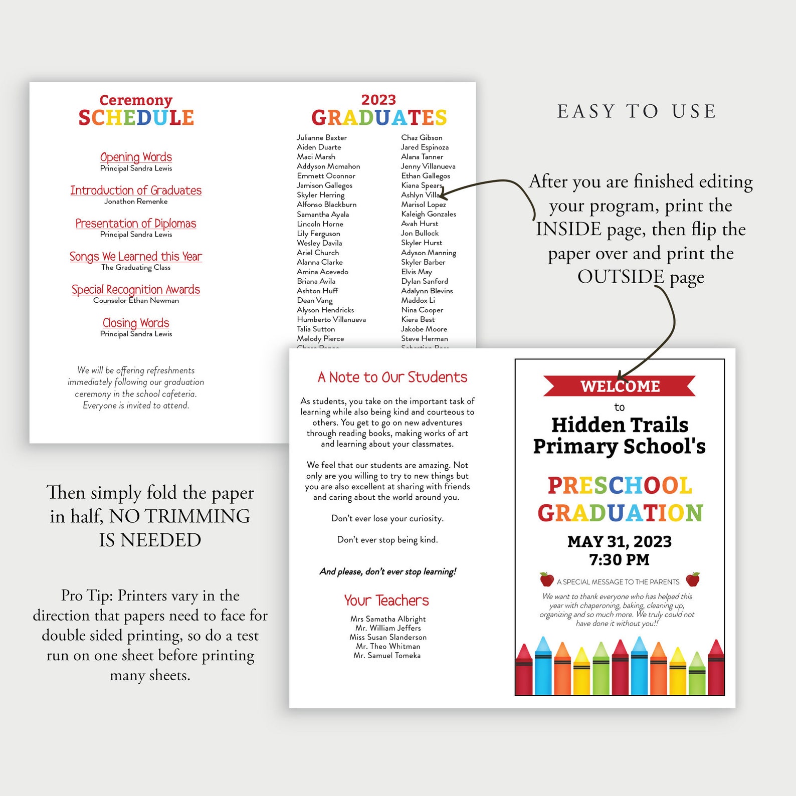 DIY Editable Preschool Graduation Program, Preschool Graduation ...