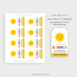 Printable End of School Gift Tag, Summer Gift Tag, Summer Vacation Gift ...