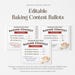 Editable Baking Contest Ballot Template for Bake-off Competition Voting ...