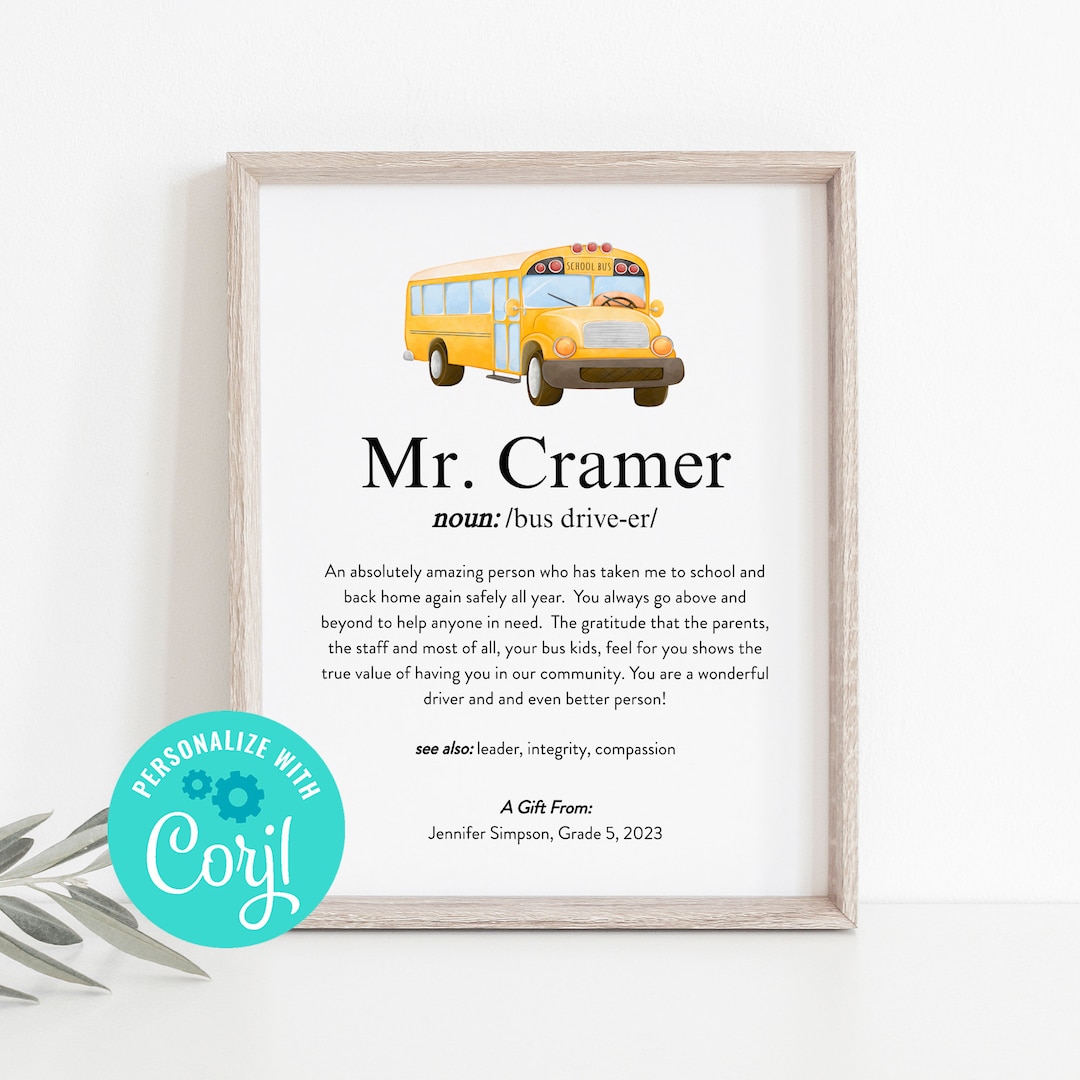 Bus Driver Appreciation Thank You Gift, Bus Driver Personalized Sign ...