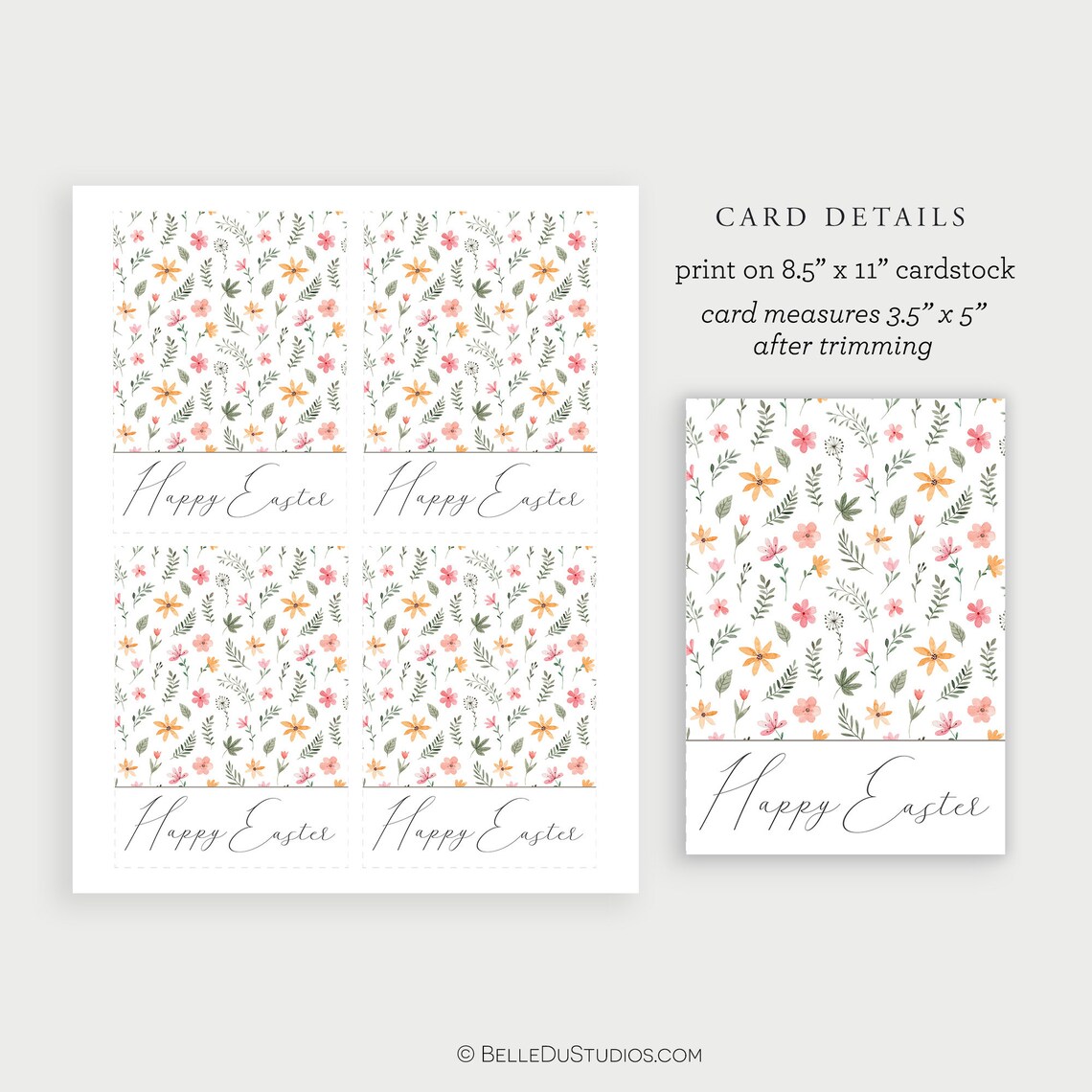 Printable Easter Cookie Card, Easter Favor, Happy Easter Tag, Easter ...