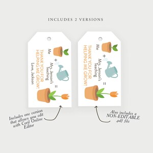Printable Teacher Thank You Gift Tag, Thank You for Helping Me Grow ...