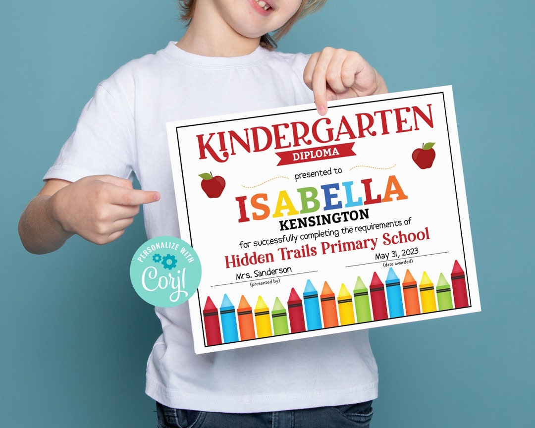 DIY Editable Kindergarten Diploma, Kindergarten Graduation Certificate ...