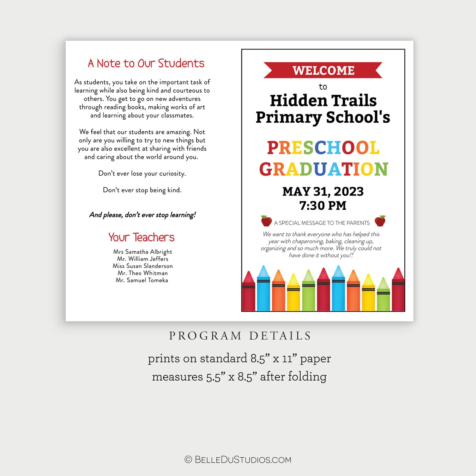DIY Editable Preschool Graduation Program, Preschool Graduation ...