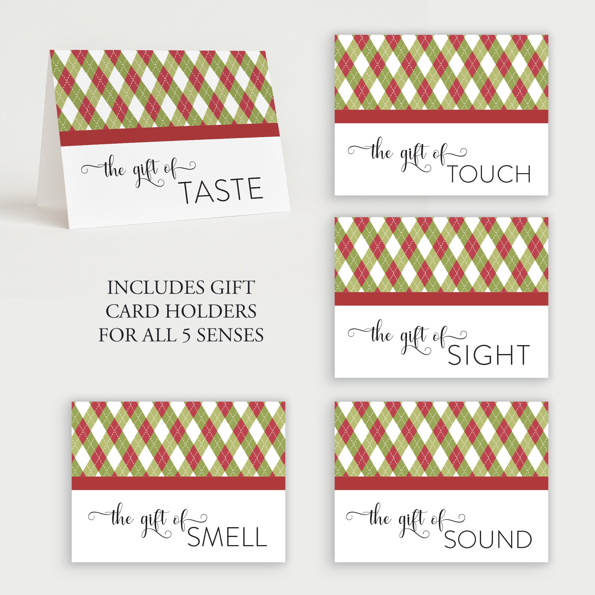 Printable Holiday FIVE SENSES Gift Card Holders Christmas - Etsy