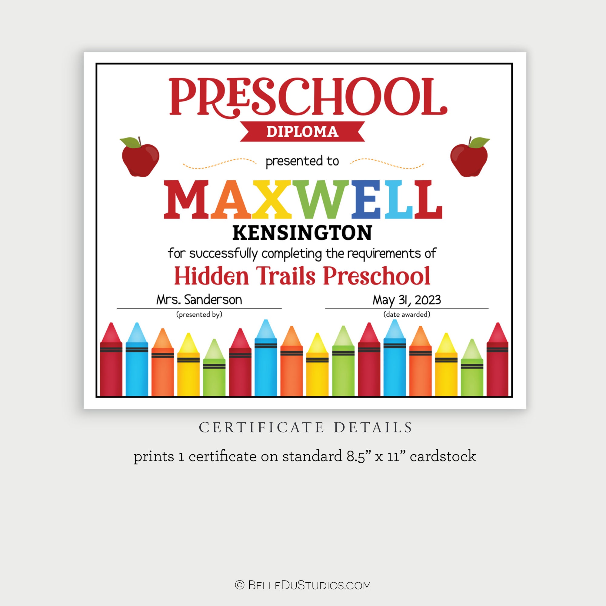 DIY Editable Preschool Diploma, Preschool Graduation Certificate ...