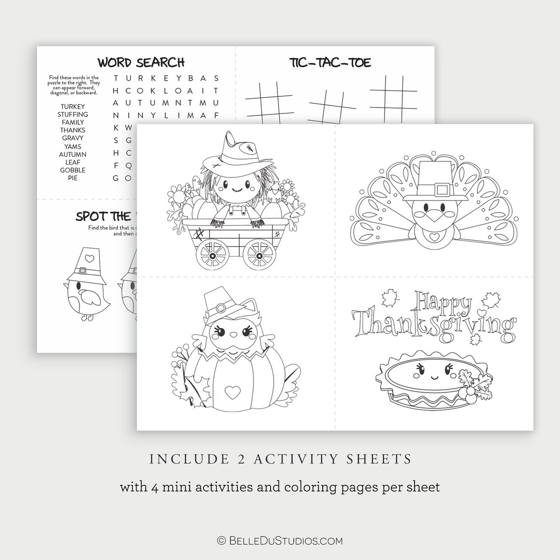 Printable Thanksgiving Activity Coloring Pack for Kids - Etsy