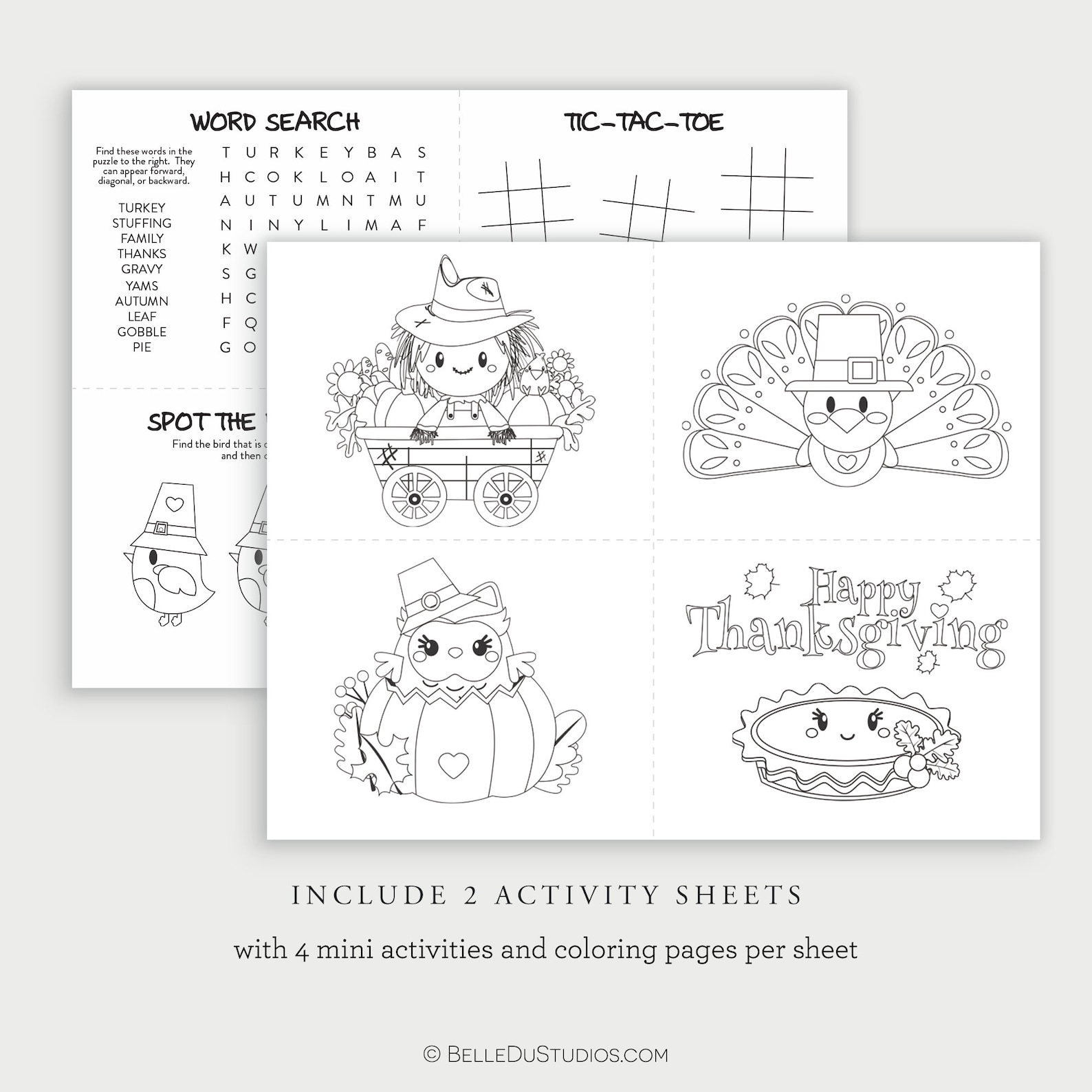 Printable Thanksgiving Activity Coloring Pack for Kids - Etsy
