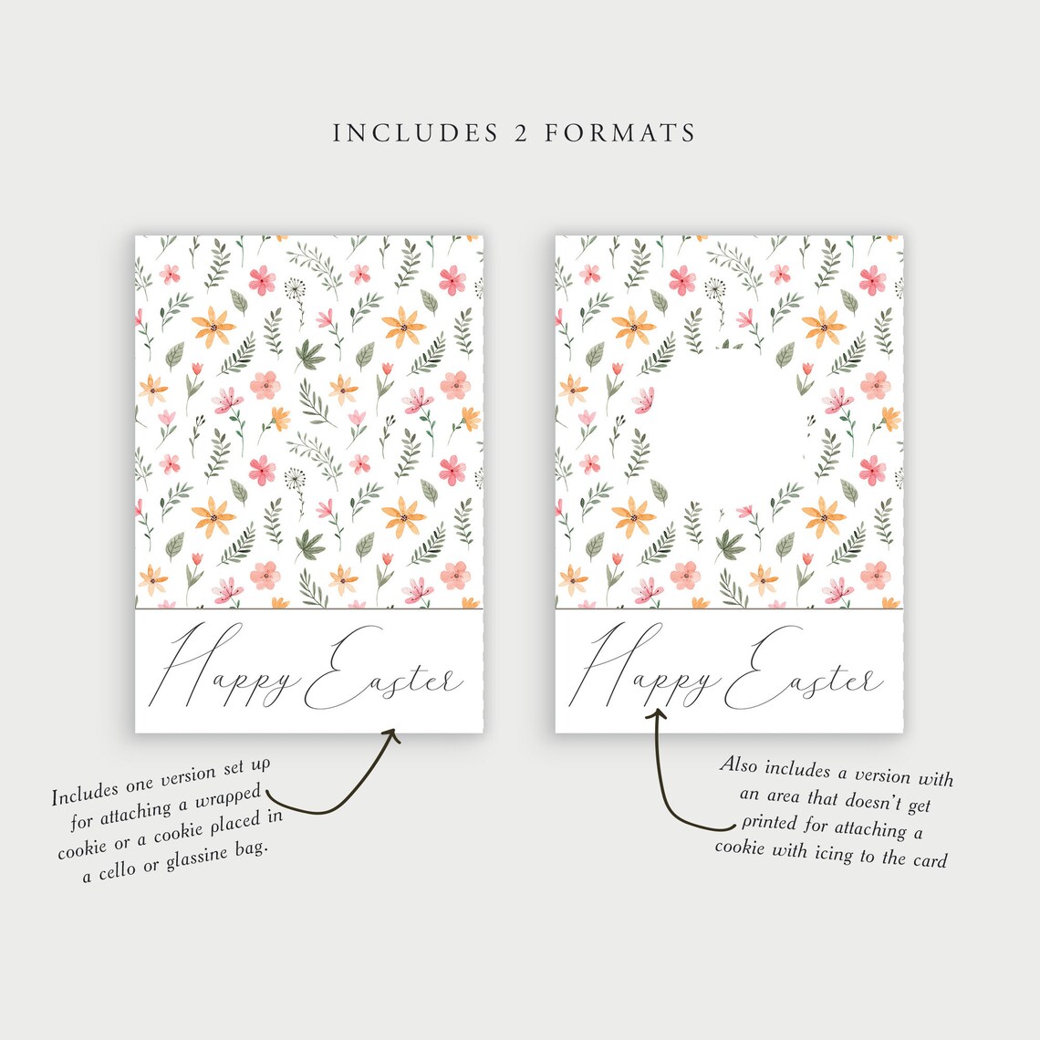 Printable Easter Cookie Card, Easter Favor, Happy Easter Tag, Easter ...