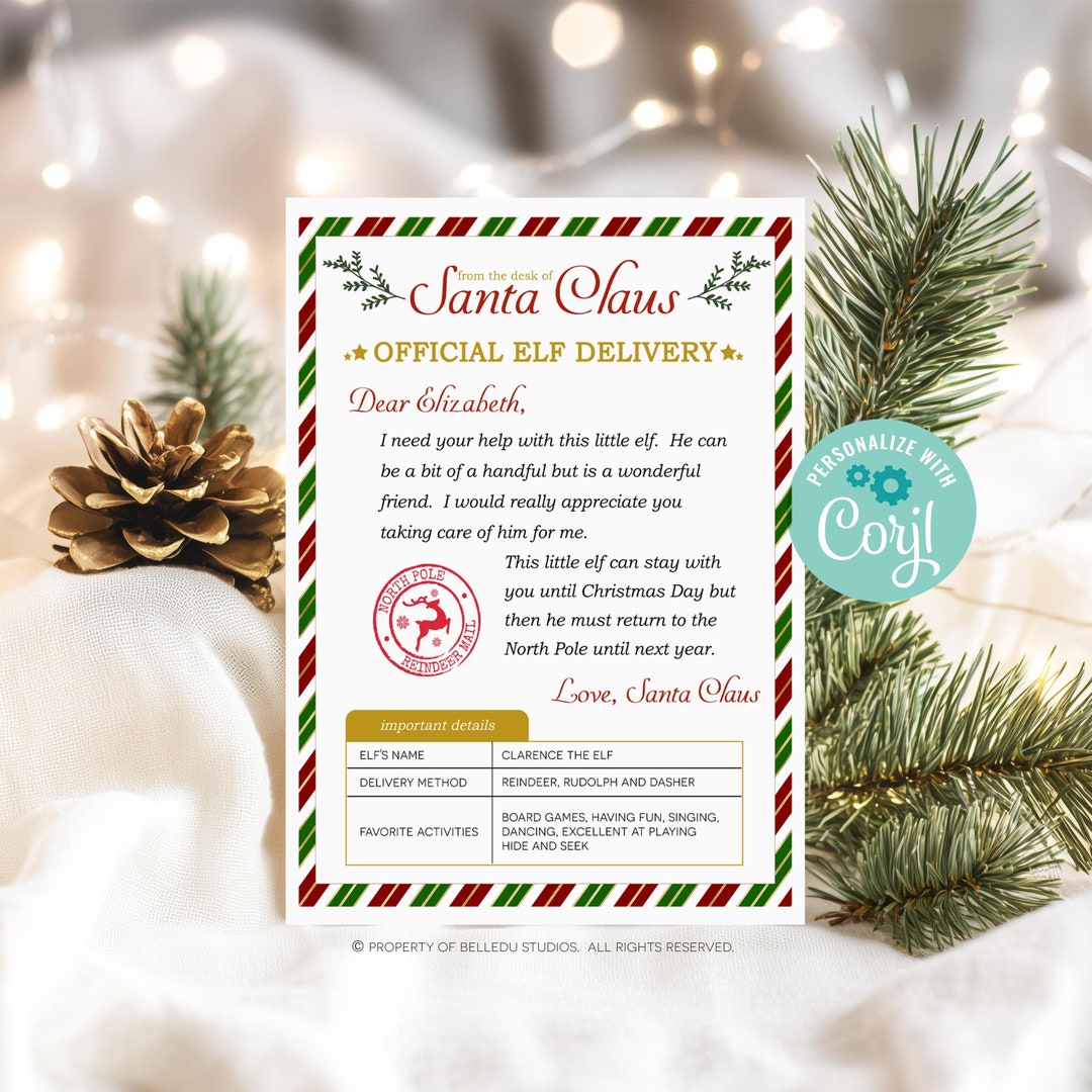 Elf Delivery Letter From Santa, Elf Return Letter, Elf Welcome Letter ...