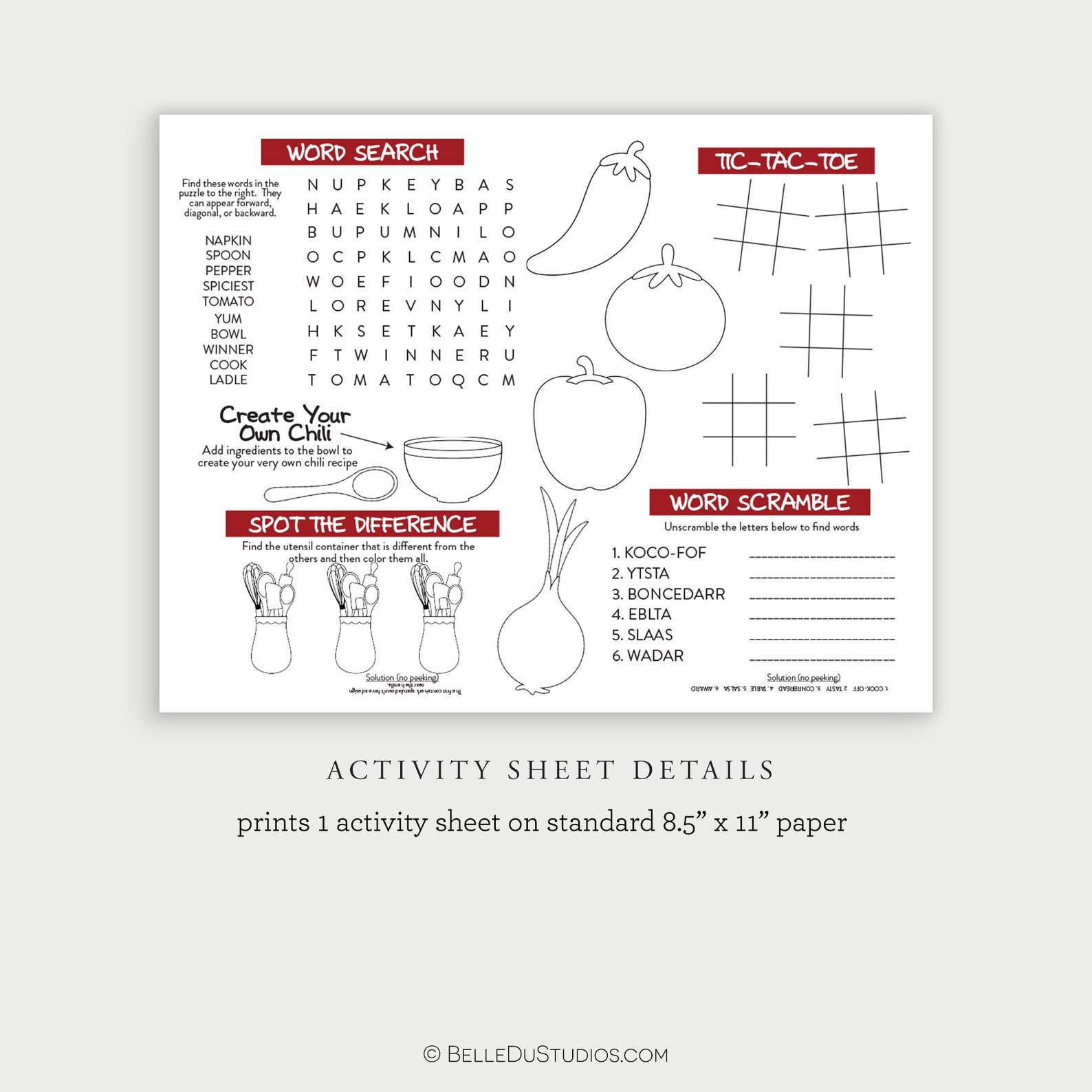 Printable Chili Cook-off Fun Activity and Game Sheet for Kids, Chili ...