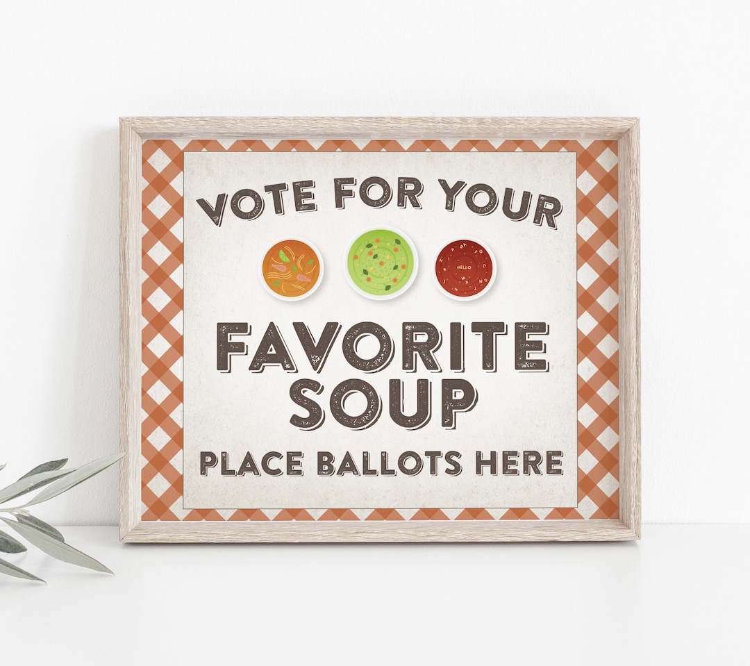 Printable Souper Bowl Ballot Box Sign, Sign for Ballot Voting, Soup ...