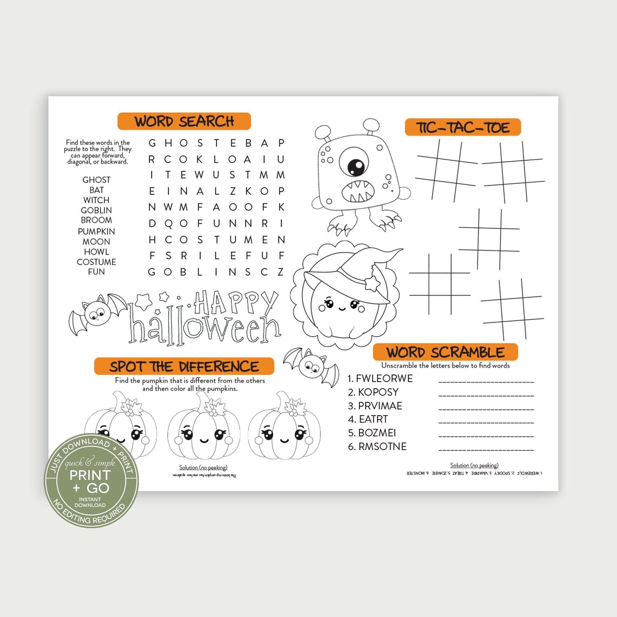 Printable Halloween Fun Activity Sheet for Realtors Open - Etsy Australia