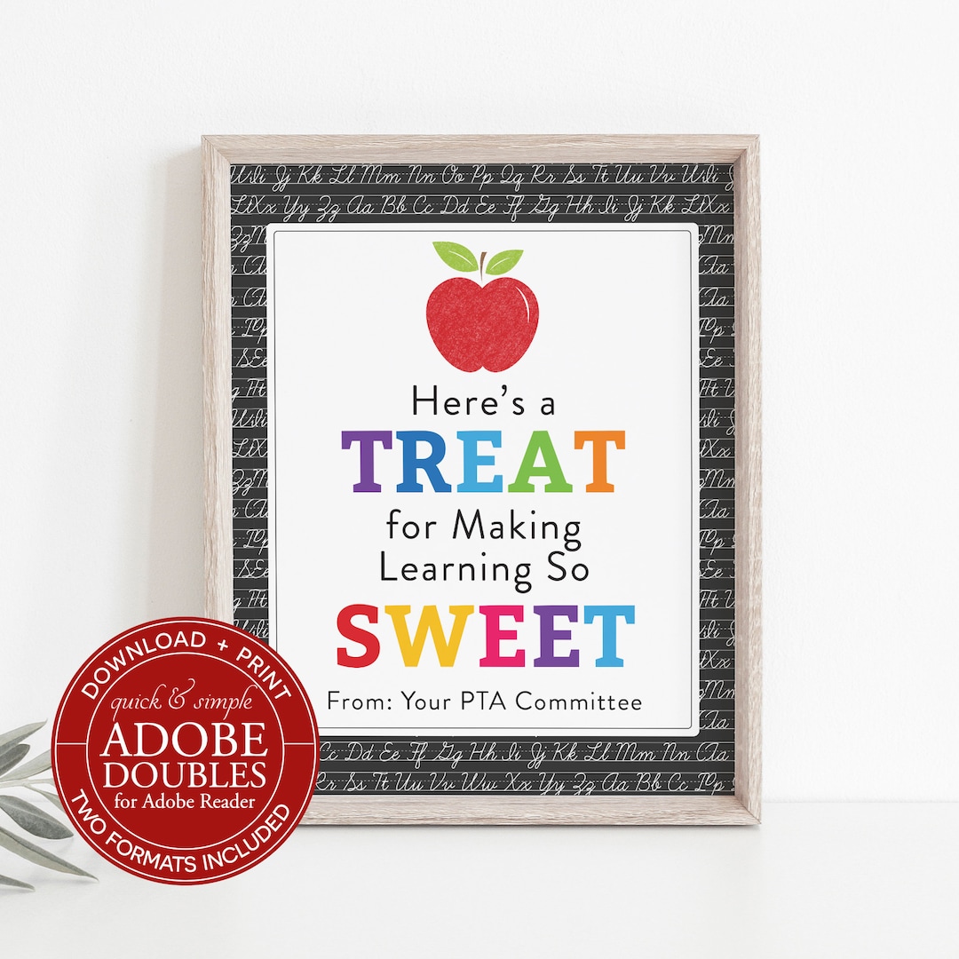 Printable A Treat for Making Learning so Sweet Table Sign, 8 X 10 ...