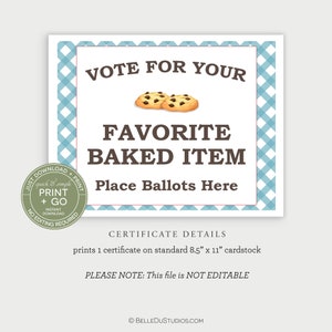 Printable Food Competition Ballot Sign, Bake off Competition ID Cards ...